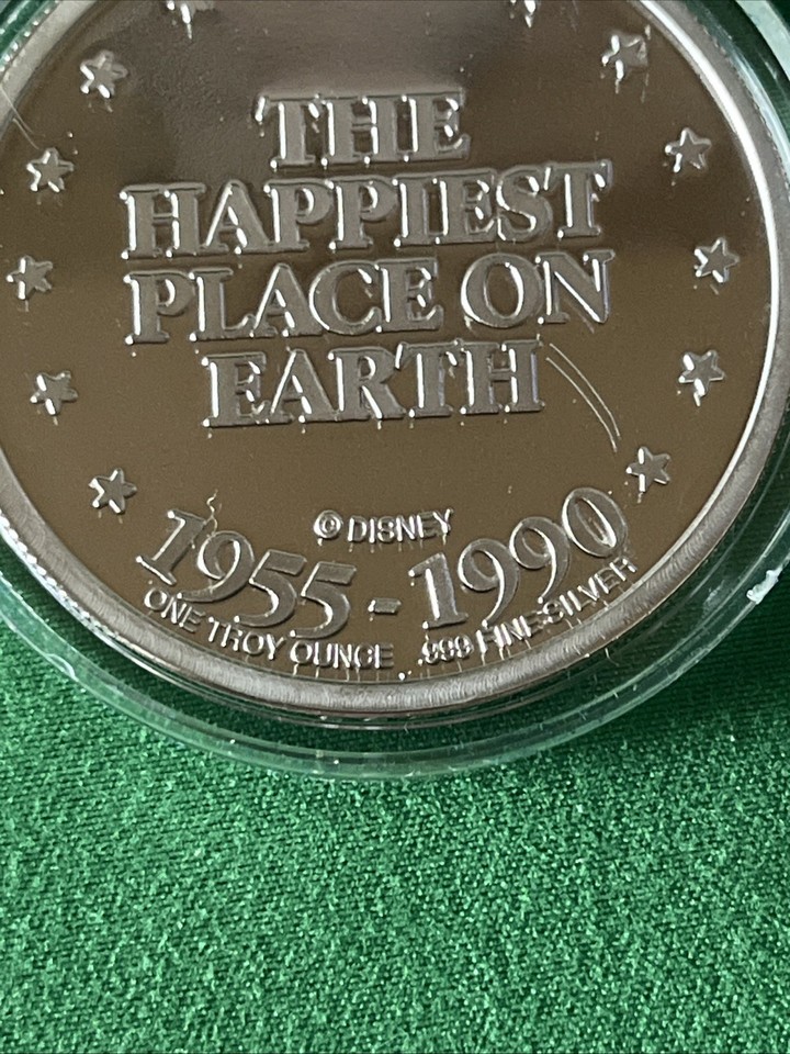 1990 Disneyland 35th Happiest Place On Earth Mickey 1 Troy oz .999 ...
