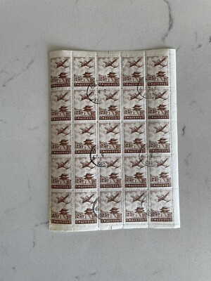 Korea 1954 Half Sheet of 25 (P) +Douglas DC-7 Over Seoul #C12 +Canceled ...
