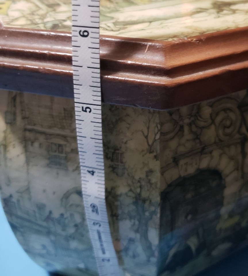 VTG Anton Pieck Wood Decoupage Purse Makeup Case Lucite? Handle Ship ...