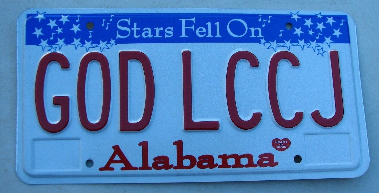 ALABAMA VANITY LICENSE PLATE " GOD LCCJ " LORD RELIGIOUS JESUS CHRIST ...