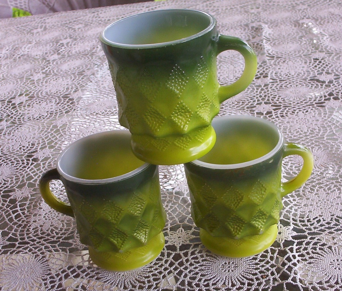 Fire King Coffee Cups SOLD Rare Mid Century Delphite Blue Fire King