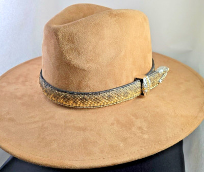 Rattlesnake skin hat band band Western cowboy cowgirl Silver belt tip ...