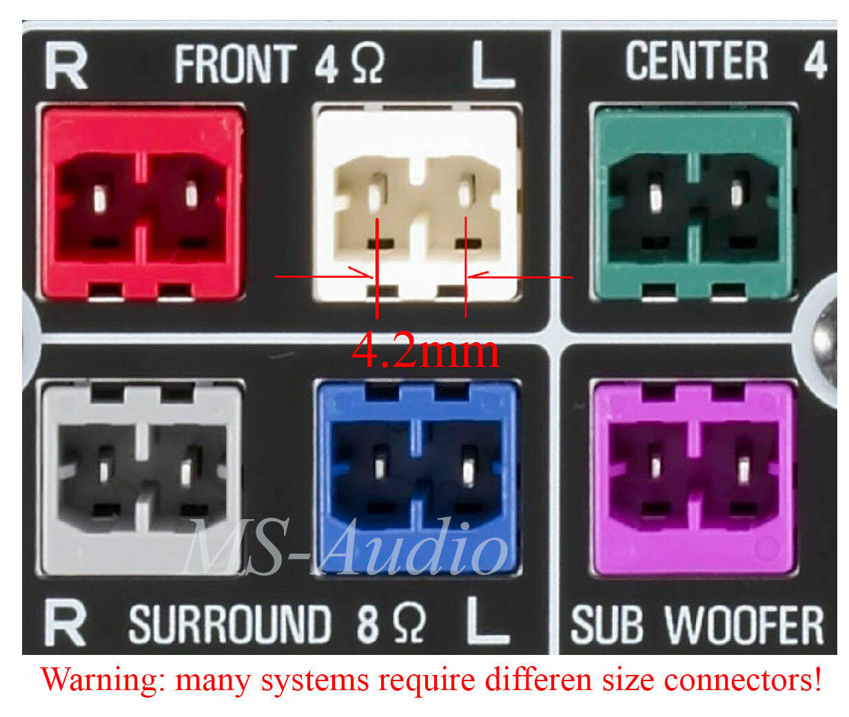 6 4.2mm speaker cable/wire plug/connectors for Select Sony Samsung home ...