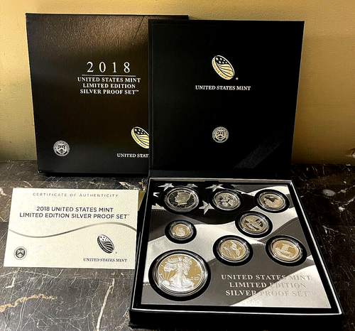 2018-S Limited Edition Silver US Mint Eight Coin Proof Set w/ Box and COA-(3124R | eBay