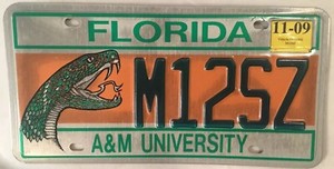 FLORIDA A&M UNIVERSITY license plate FAMU Tallahassee Venom Rattlesnake ...