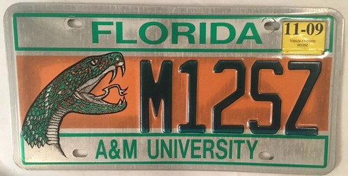 FLORIDA A&M UNIVERSITY license plate FAMU Tallahassee Venom Rattlesnake ...