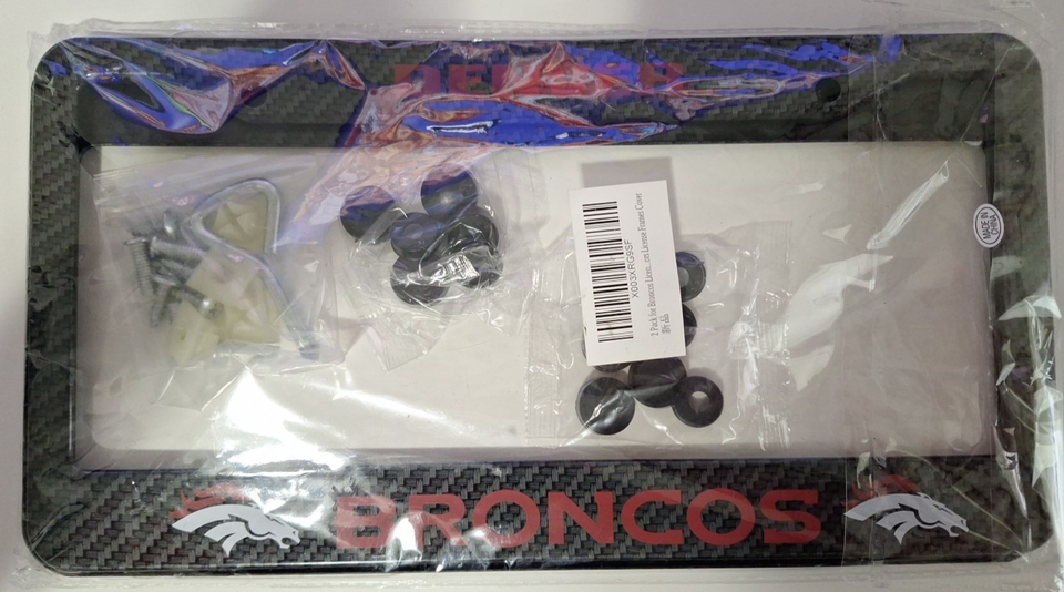 Denver Broncos Authentic Metal Black License Plate Frame w/ Acc. Auto ...