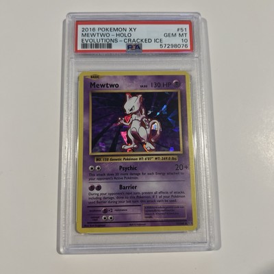 PSA 10 Pokemon Mewtwo 51/108 Evolutions Cracked Ice Holo RARE LOW POP ...