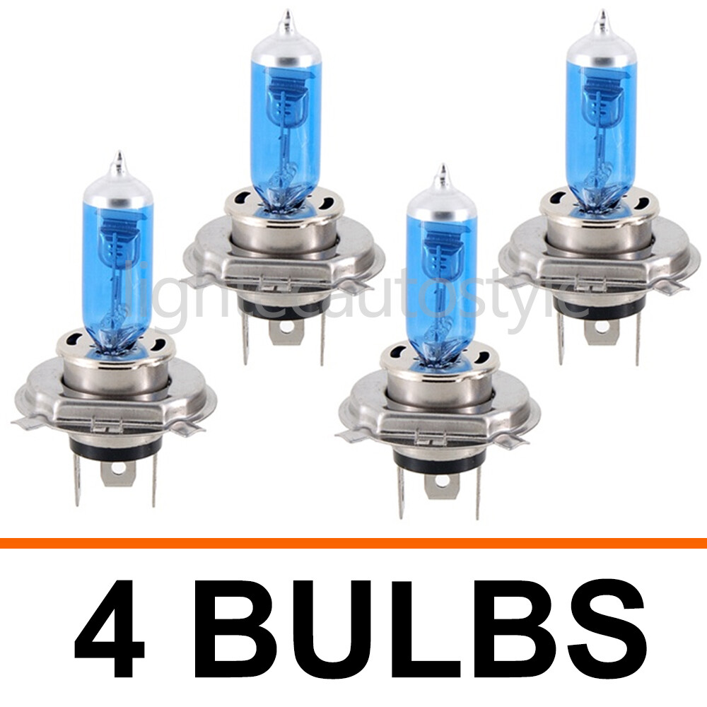H4 60/55W HID WHITE XENON HALOGEN BULBS 12V PLASMA UPGRADE 5000K-6000K ...