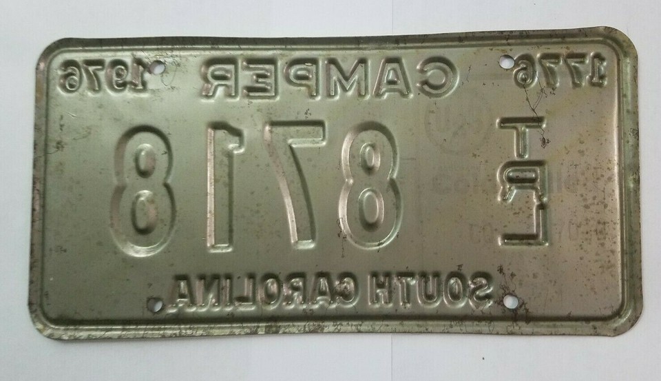 1976 South Carolina License Plate Camper TRL 8718 Bicentennial 1776 ...