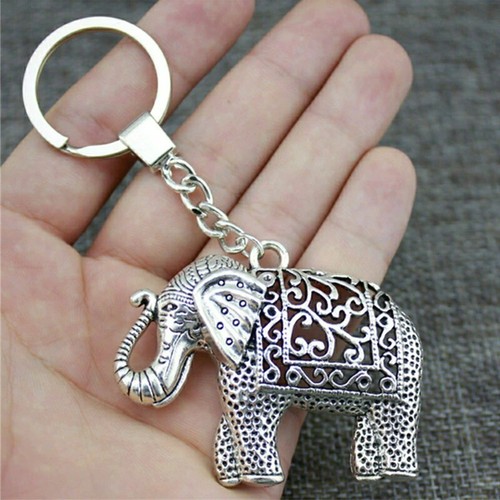Elephant Ancient Gold Silver Color Pendant Gift Car Keychain Key Ring ...