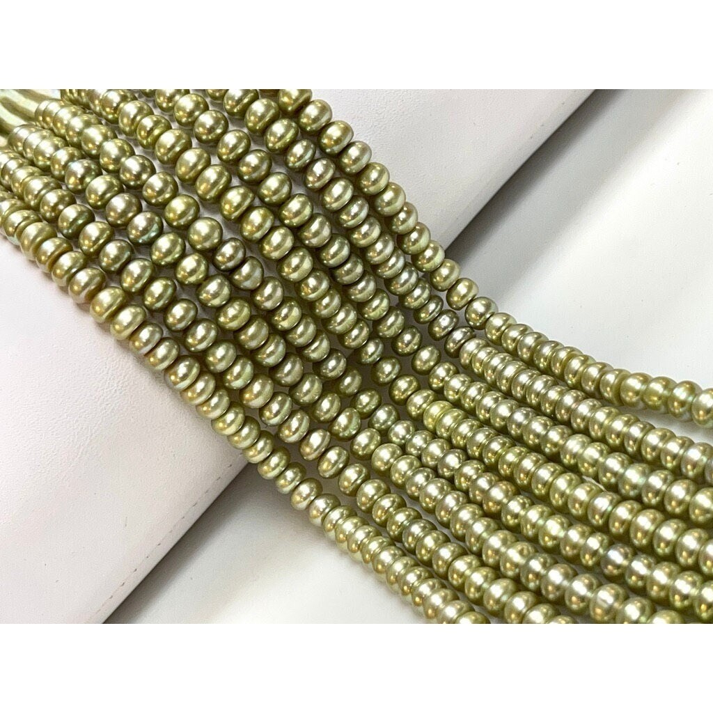 Green Pearl Beads Strand, Full 16" Strands Of 6mm Green Color Pearl ...
