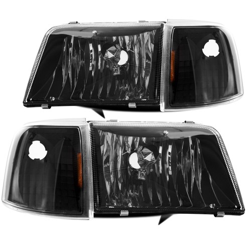 For 1993-1997 Ford Ranger Pick Up 93-97 Black Headlights +Signal Lamp ...