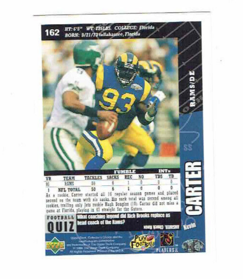 Kevin Carter Rams DE #162 Upper Deck 1996 Football Card | eBay