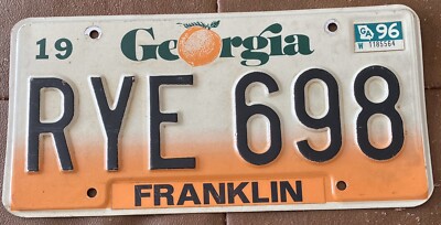 Georgia 1996 FRANKLIN COUNTY License Plate HIGH QUALITY # RYE 698 | eBay