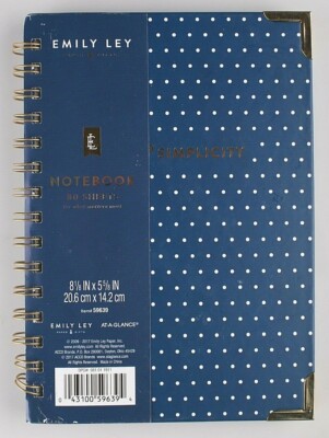 NEW Emily Ley Paper Navy Polka Dot Hard Cover Joy & Simplified Notebook ...