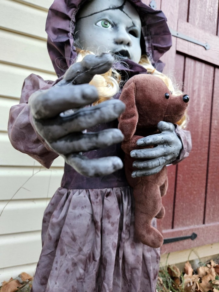 3ft Halloween Animated Haunted LED Doll Animatronic Head Rotates 2024 ...