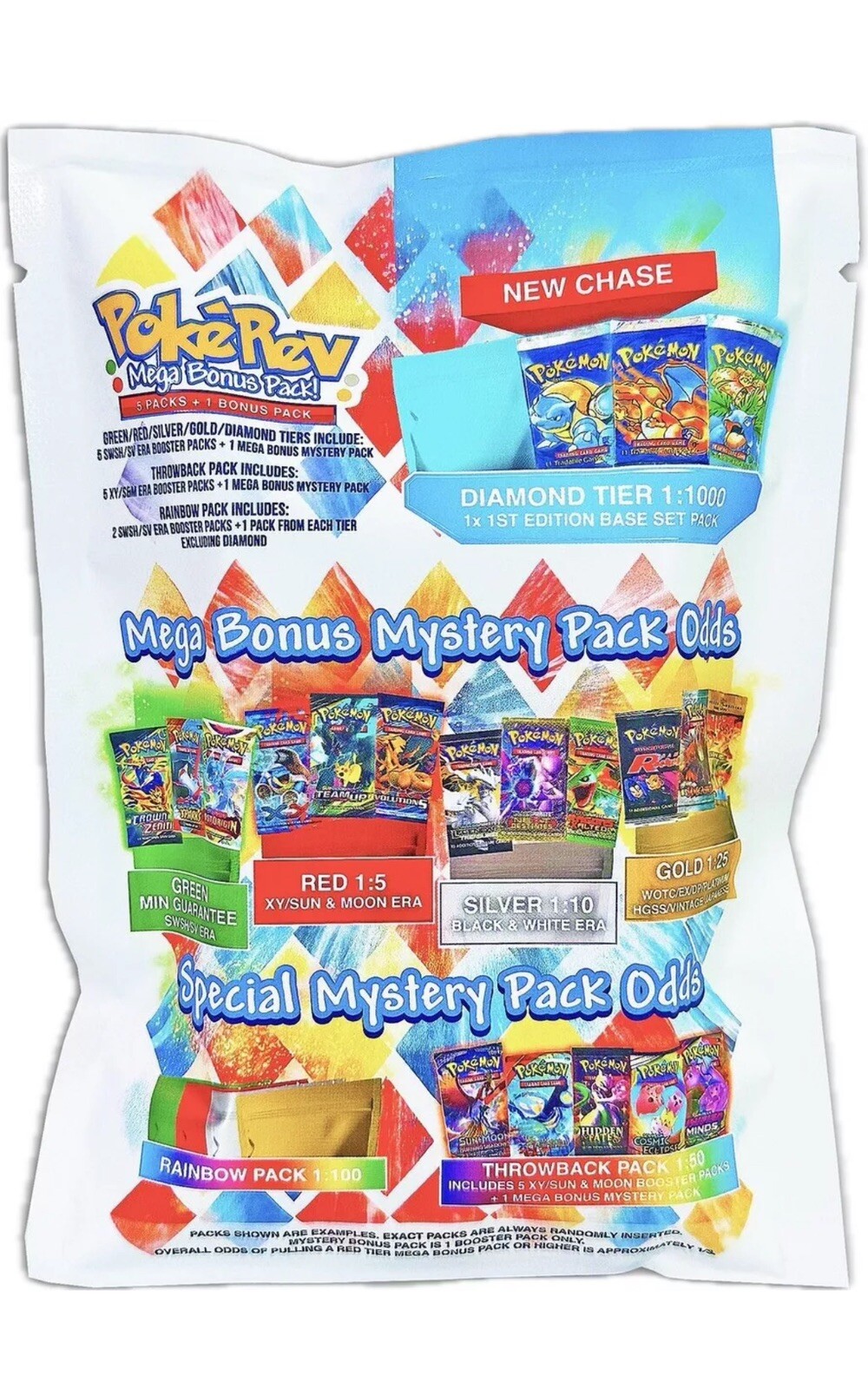 PokeRev Diamond Pack 6.0 (5 Booster Packs + 1 Mega Bonus Pack) In-hand ...