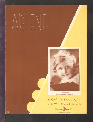 Arlene 1933 LITTLE ARLENE SIMMON Vintage Sheet Music | eBay