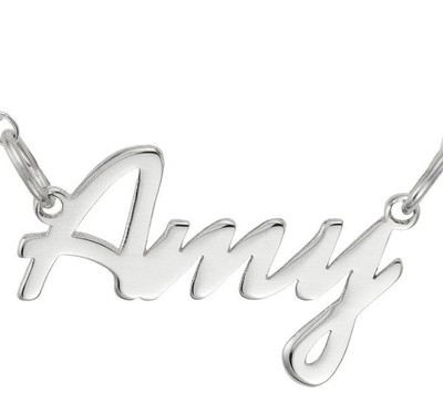 Amy Name Plate Necklace Pendent Sterling Silver female Personalized ...