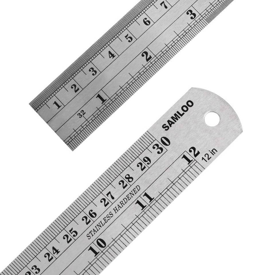Stainless Steel 12 Inch Ruler Kit with Conversion Table and Metric ...