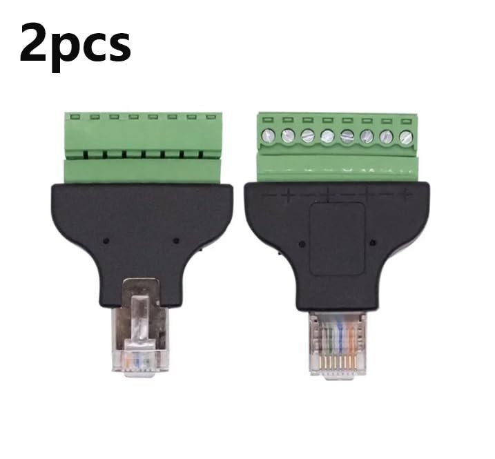 RJ45 Male to Screw Terminal 8-Pin Connector 2PCS Ethernet Cable ...