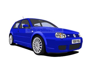 VW GOLF R32 CAR ART PRINT PICTURE (SIZE A3). PERSONALISE IT! | eBay
