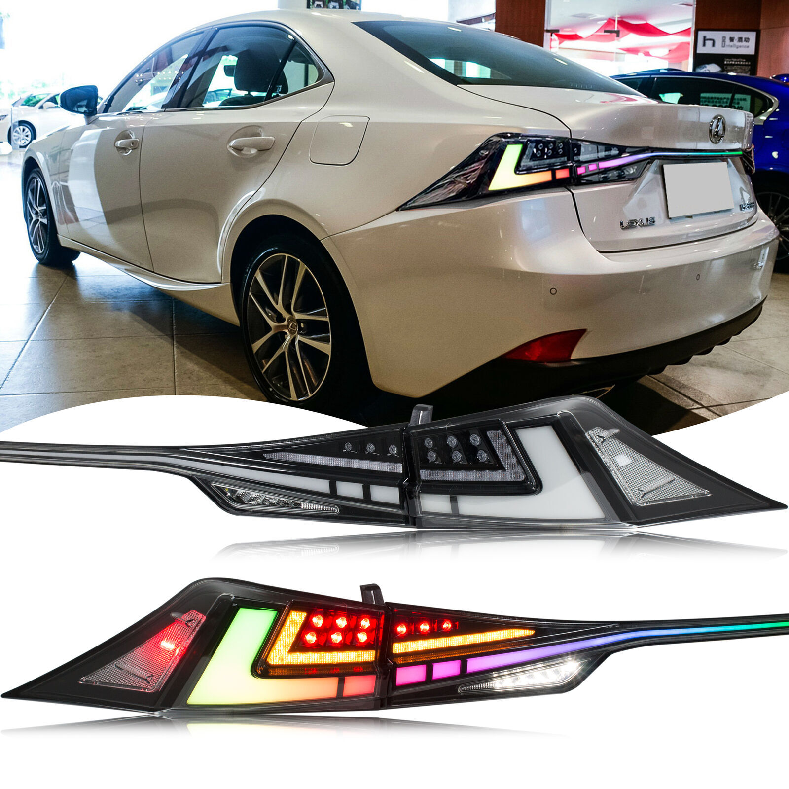 One Pair RGB LED Tail Lights For 2014-2020 Lexus IS250 IS300 IS350 ...