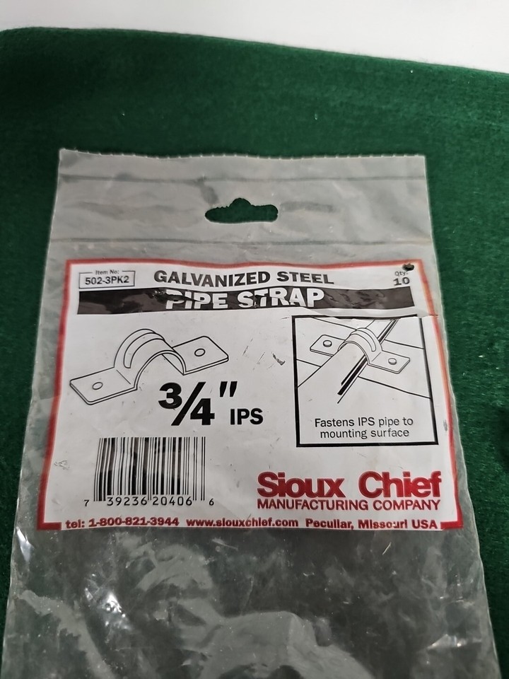 Sioux Chief 502-3PK5 Galvanized Steel Two Hole IPS Tube Strap 3/4 in ...