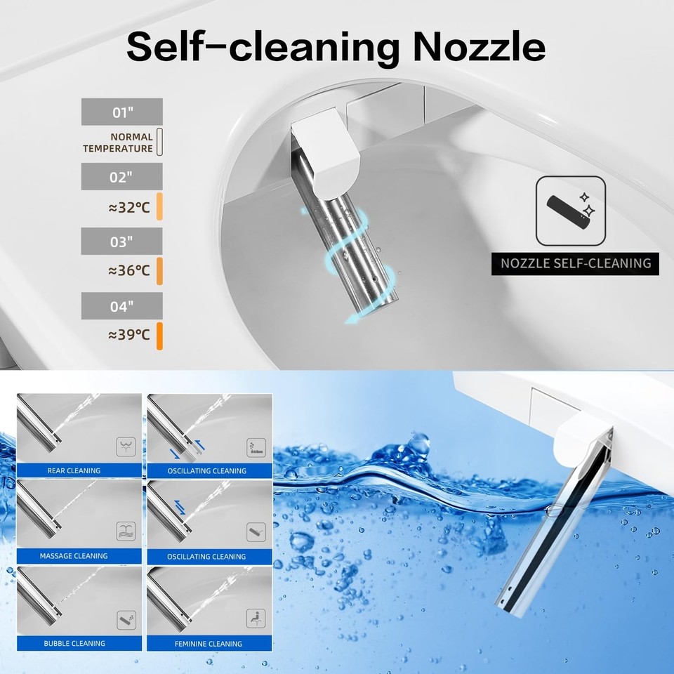 FN1 Electronic Bidet Seat Elongated, Smart Toilet Bidet Seat, Bidet ...