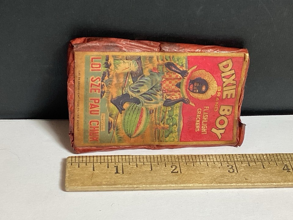 VINTAGE DIXIE BOY FIRECRACKER LABEL SEALED FLASHLIGHT CRACKERS 1 1/2 80 ...
