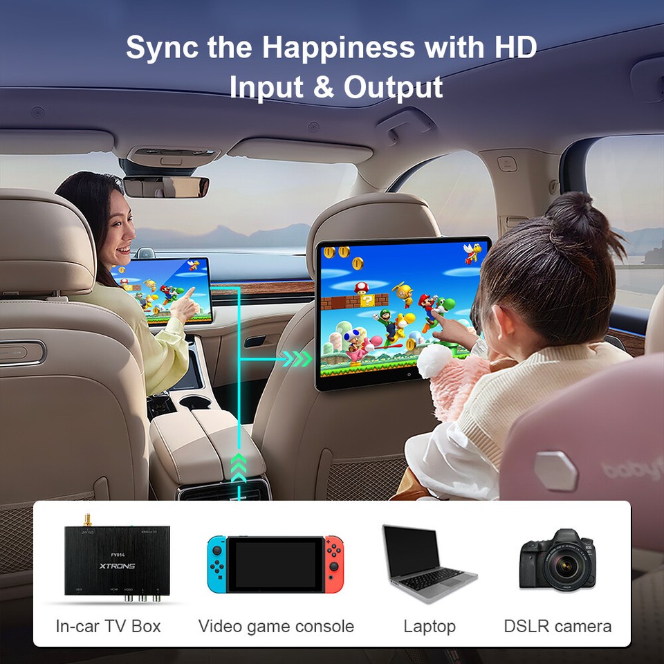 2x 14" FHD Touch Screen Car Headrest Monitor Backseat TV Player Media ...