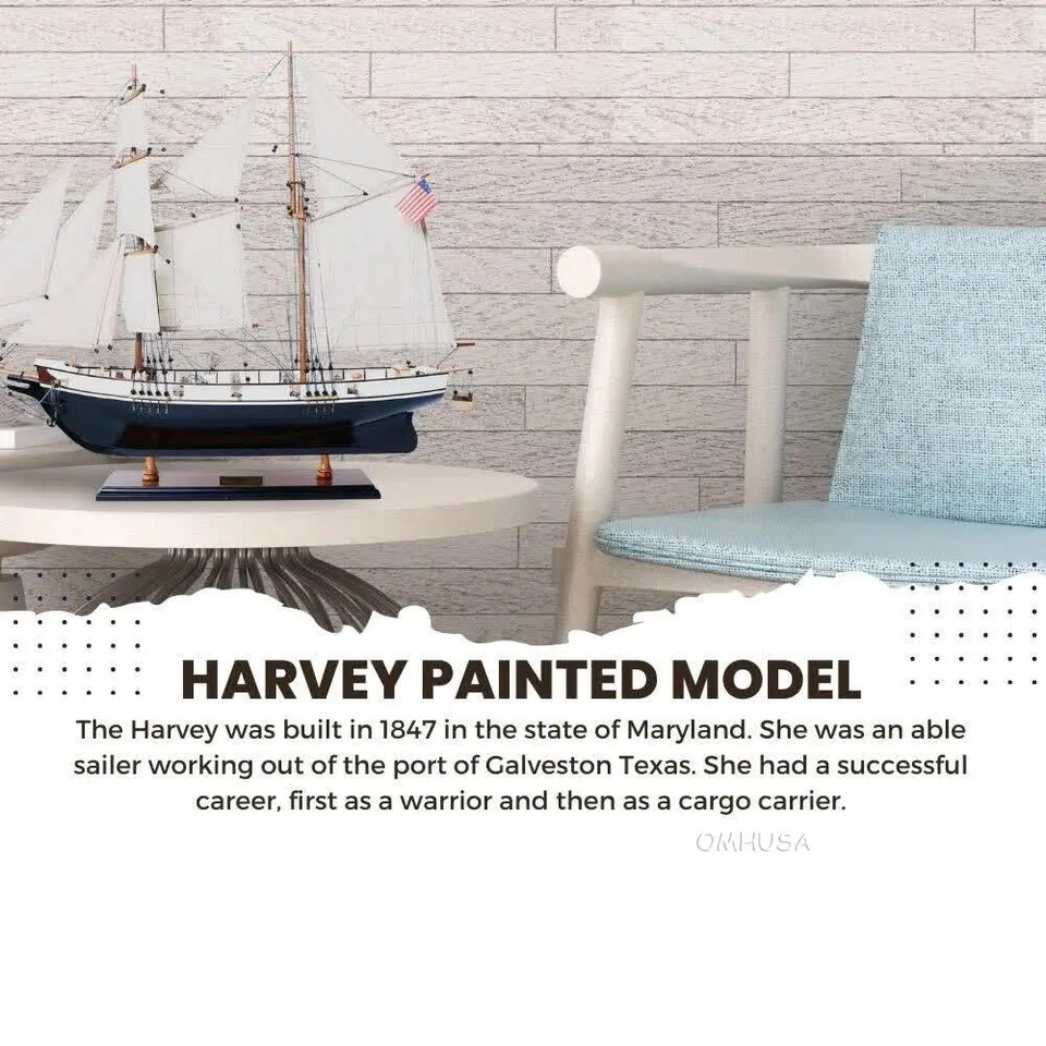 Harvey Clipper Model Ship – Premium Hand-Built Wooden Replica, Fully ...