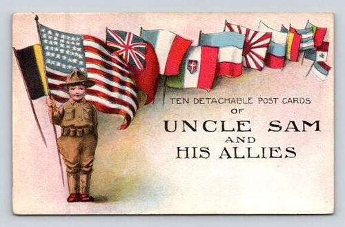 Patriotic Uncle Sam and His Allies Postcard | eBay