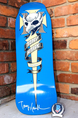 TONY HAWK SIGNED BIRDHOUSE OLD SCHOOL BLUE CREST SKATEBOARD DECK ...