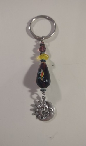 Collectible Keychain KeyRing with Sun and Half Moon Charm Used Auto ...