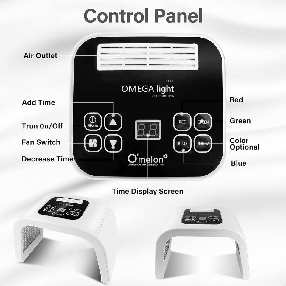 O'melon Omega Light LED Face Therapy Rejuvenation Facial Skin Care Tool ...