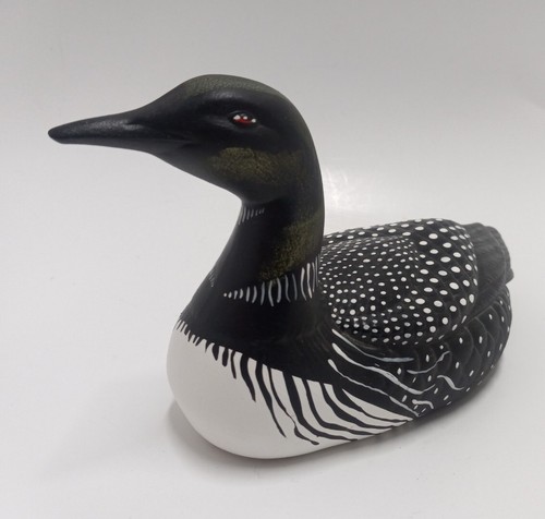 Hand Painted Black White Ceramic Loon Duck Bird Figurine 9" | eBay