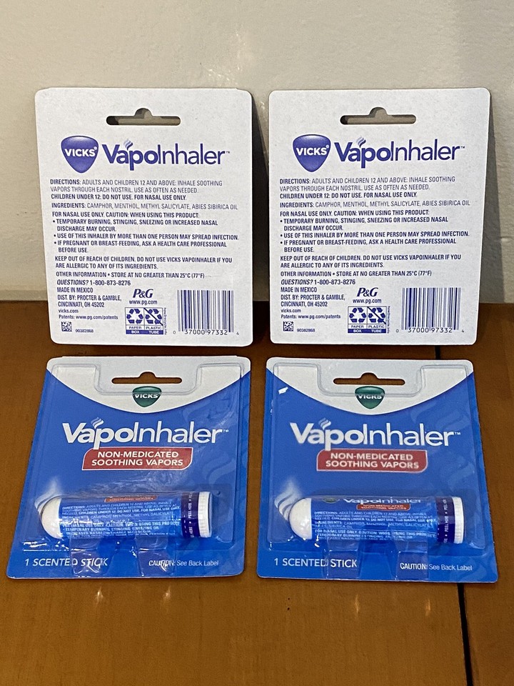 Vicks VapoInhaler Non Medicated 4 Packs Menthol Scented 1 Tube Per Pack ...
