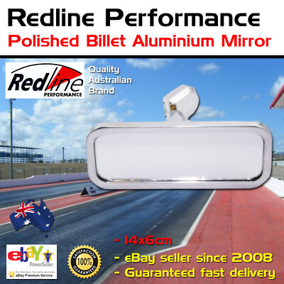 New Redline Polished Billet Aluminium Hot Rod Interior Mirror 14cm x ...