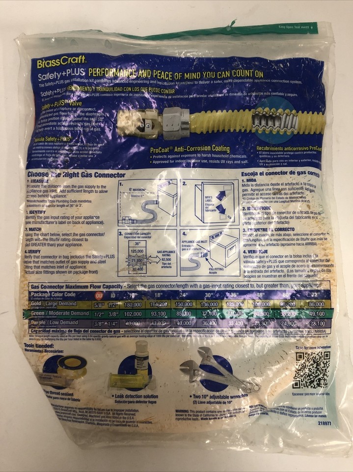 BrassCraft CSSD44-48 P 1/2" MIP x 1/2" MIP 48-Inch Gas Appliance ...