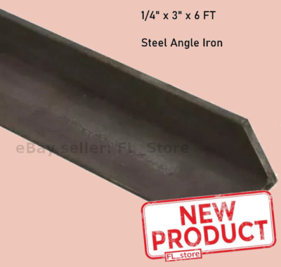 Steel Angle Iron 1/4" x 3" x 6 Feet Hot Rolled 72" Carbon Steel 90 ...