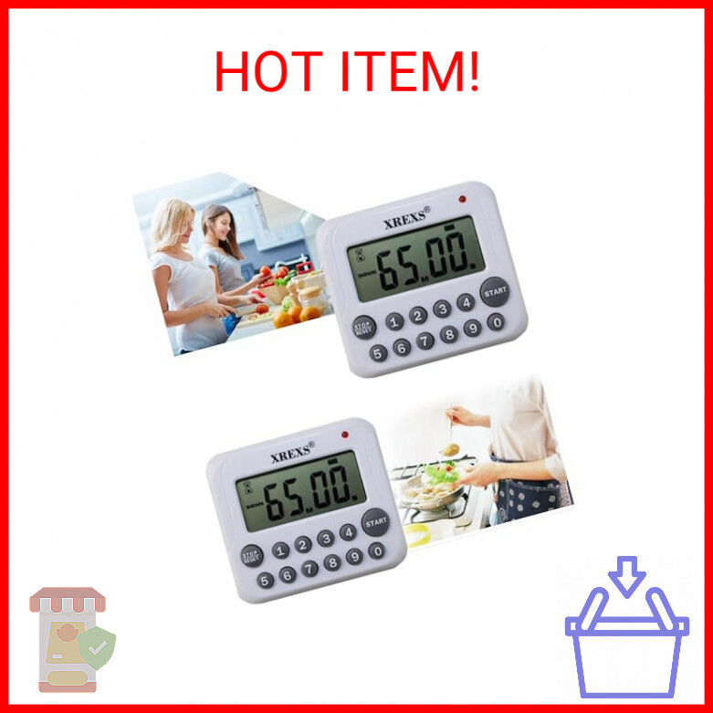 XREXS Digital Kitchen Timer Magnetic Countdown Up Cooking Timer Clock ...