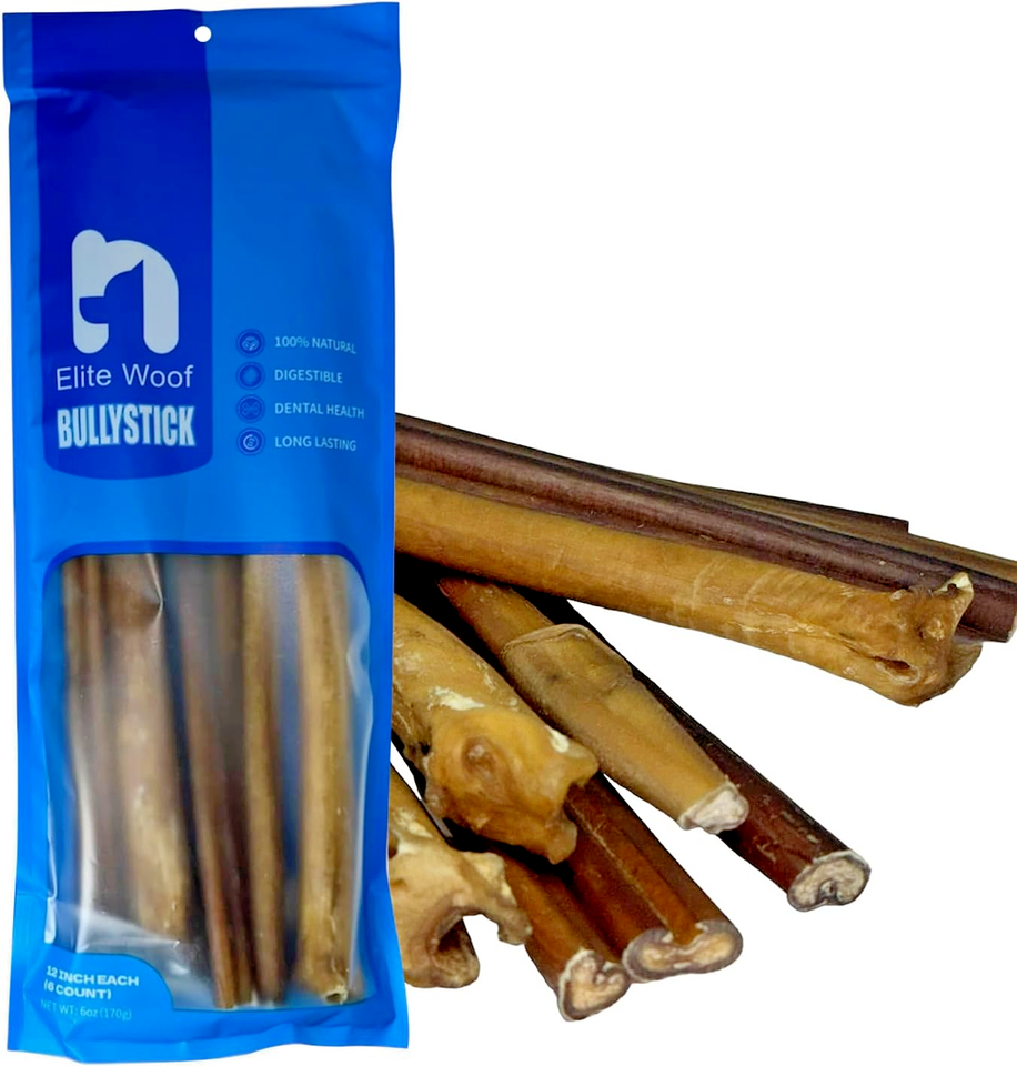 6" BULLY STICKS natural dog chews treats - FDA approved-STANDARD,THICK ...