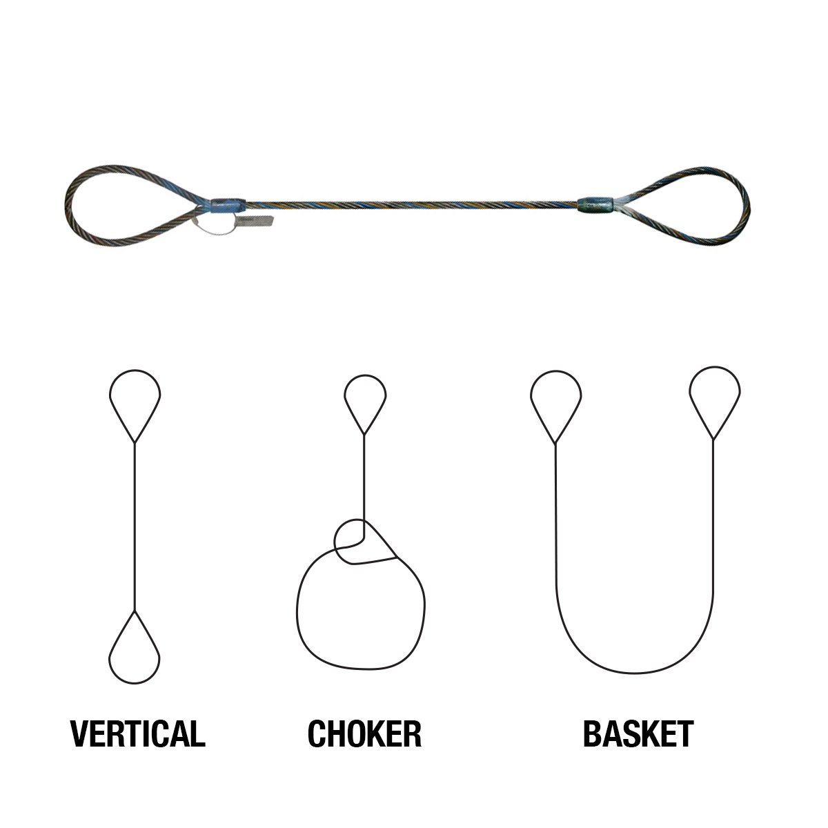 3/8" X 22' Wire Rope Choker Sling Eye and Eye Rigging Lifting Cable Tow ...