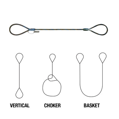 3/8" X 22' Wire Rope Choker Sling Eye and Eye Rigging Lifting Cable Tow ...