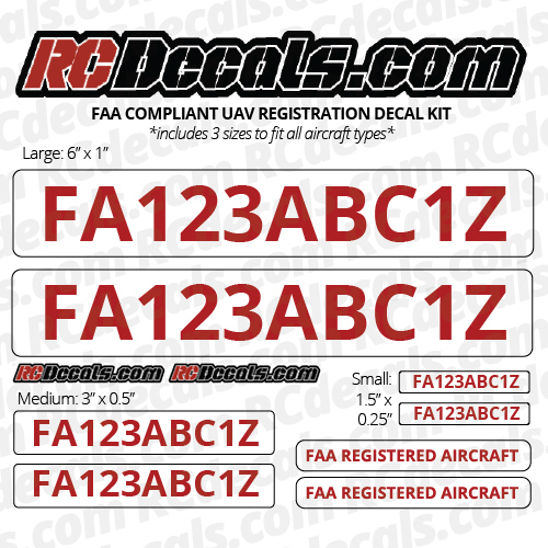 DRONE Registration Number FAA UAV UAS Decals for ANY DRONE - UNIVERSAL ...