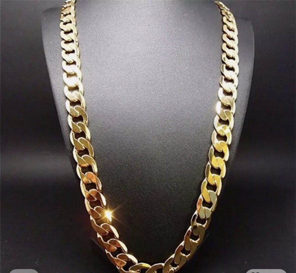 Pure Gold Color Chain Jewelry, Chapado 24k Ouro 10mm Heavy Chain for ...