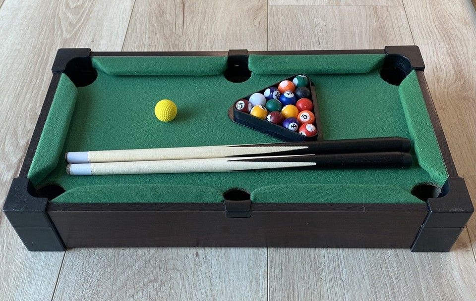 Table Top Miniature Billiard Pool Game Complete Set | eBay