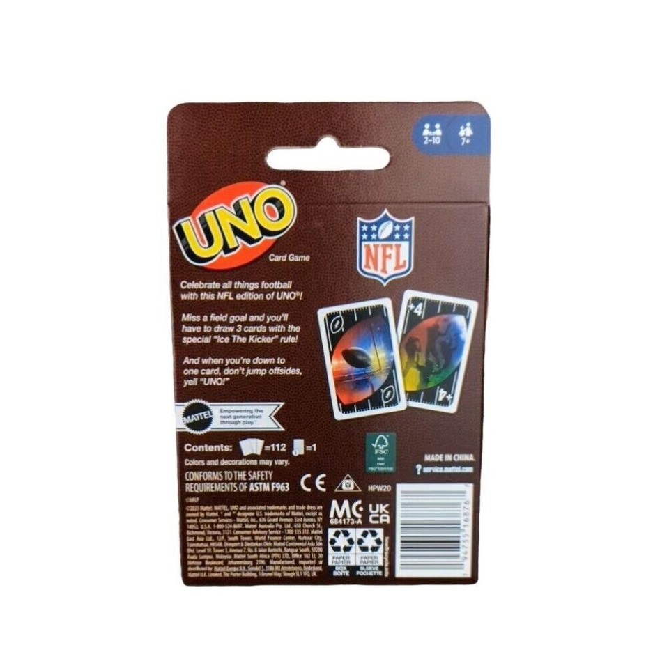 UNO NFL Special Edition Card Game with "Ice The Kicker" Rule NEW SHIPS ...